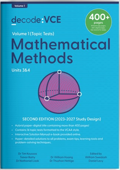 decode: VCE Mathematical Methods Units 3/4 Volume 1 Topic Tests ...